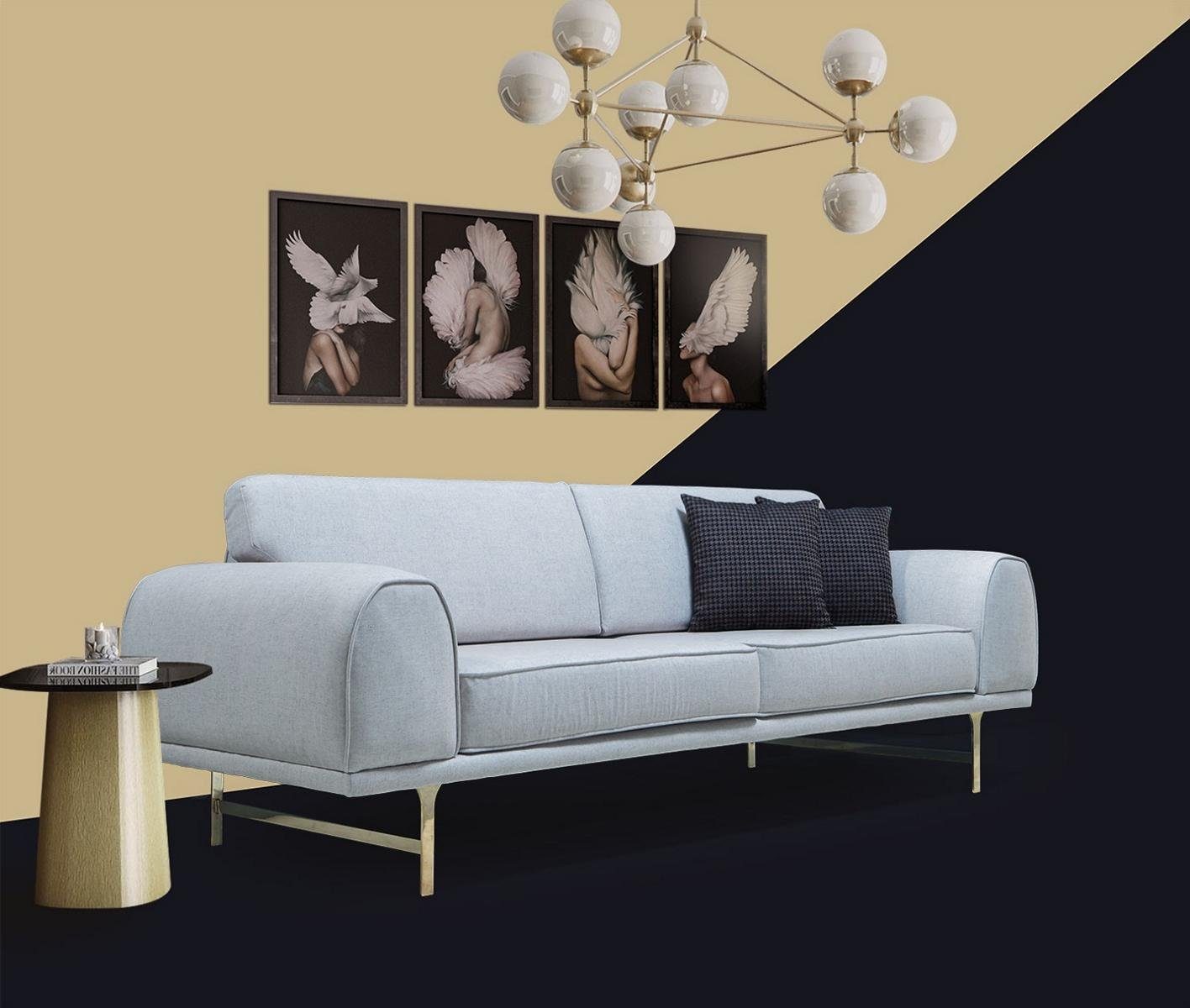 Jvmoebel Sofa Grauer Moderner 3 Sitzer Designer Wohnzimmer Luxus