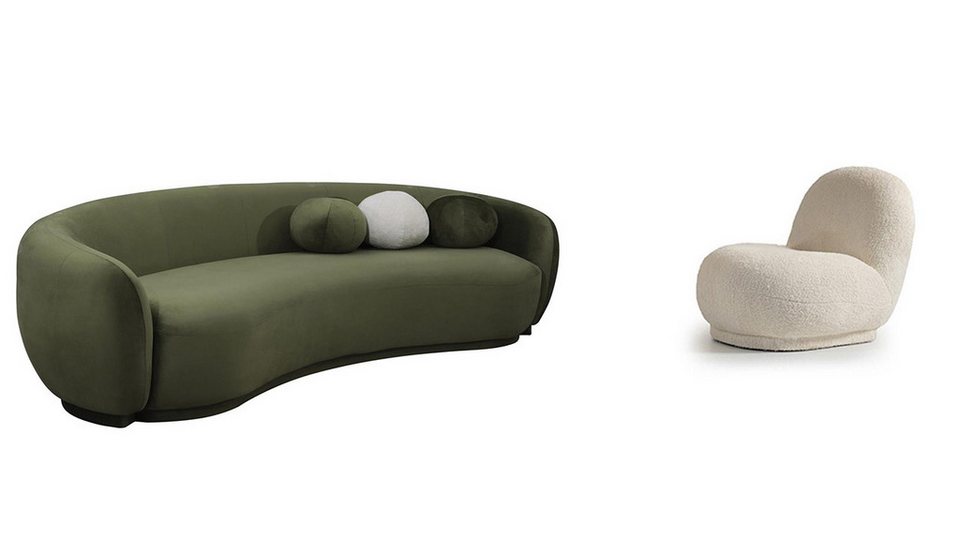 Xlmoebel Wohnzimmer Set Modernes Grünes 2 Teiliges Stoffsofa Set