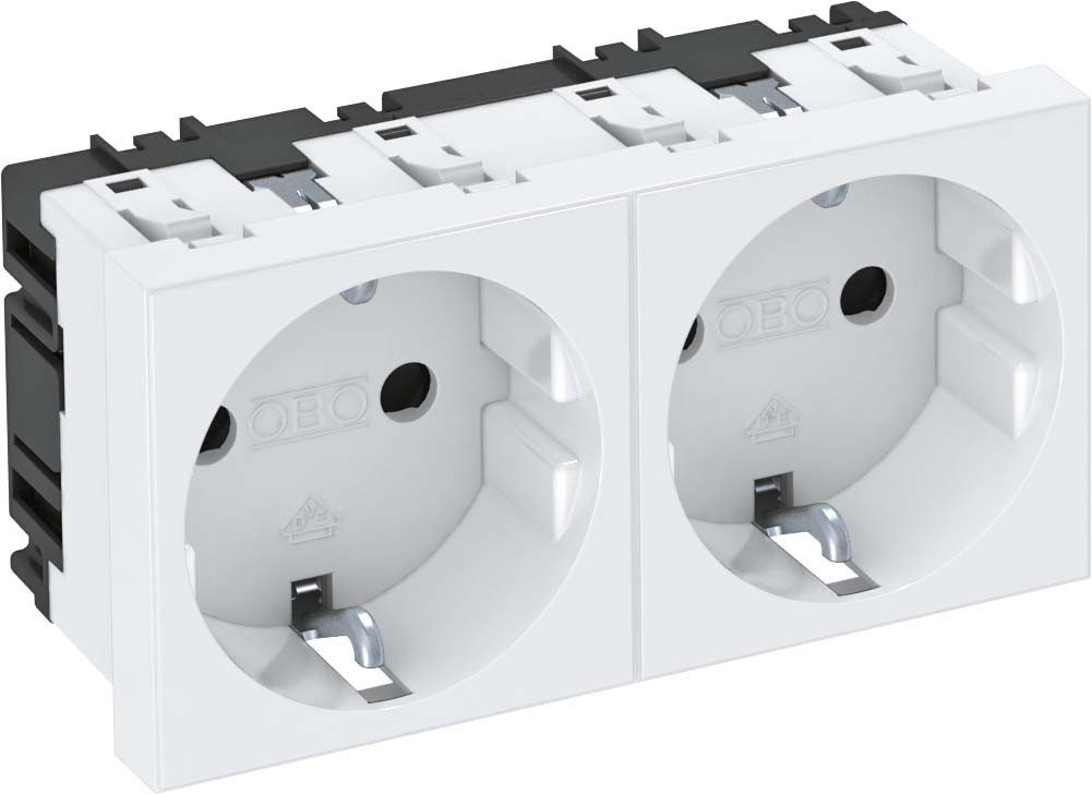 OBO BETTERMANN Klemmen OBO Bettermann Steckdose 0 Grad, 2-fach STD-D0 RW2