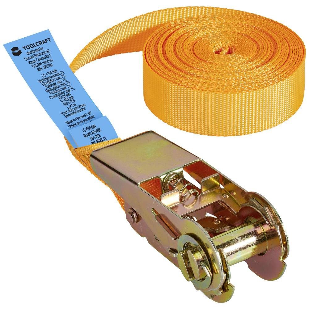 TOOLCRAFT Spanngurt Spanngurt mit Ratsche 6 m x 25 mm, 350 kg, Sicheres ...