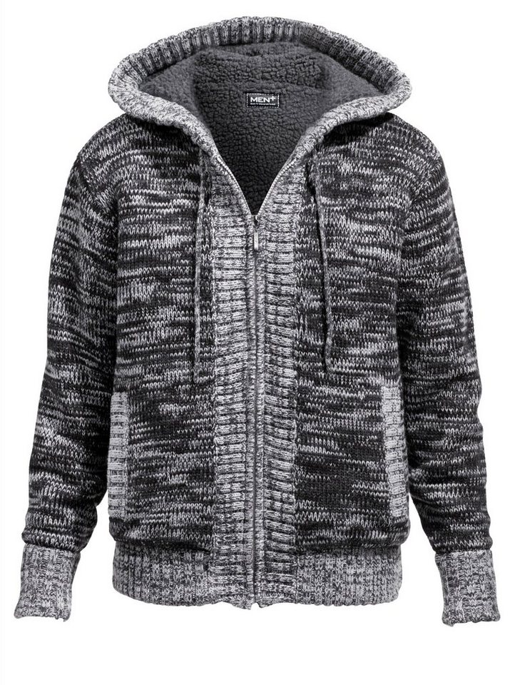 Men Plus By Happy Size Strickjacke Mit Kapuze Und Teddyfutter Online