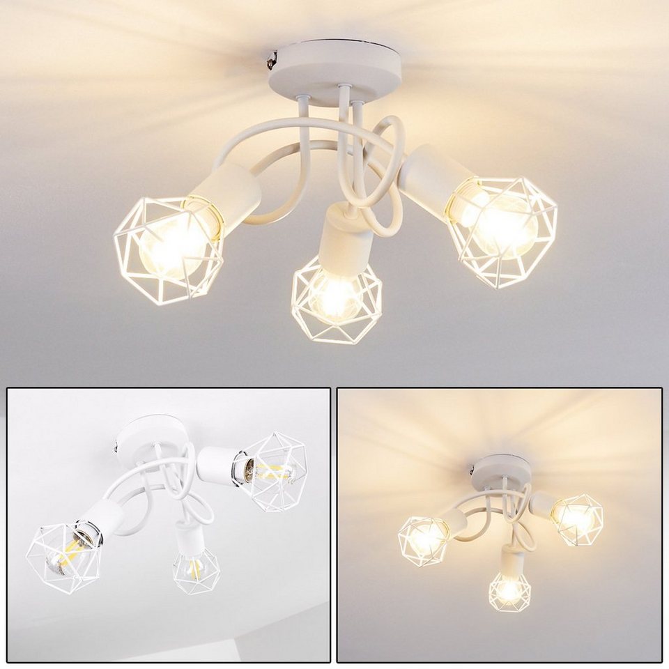 Hofstein Deckenleuchte Borio Deckenlampe Aus Metall In Weiß Ohne
