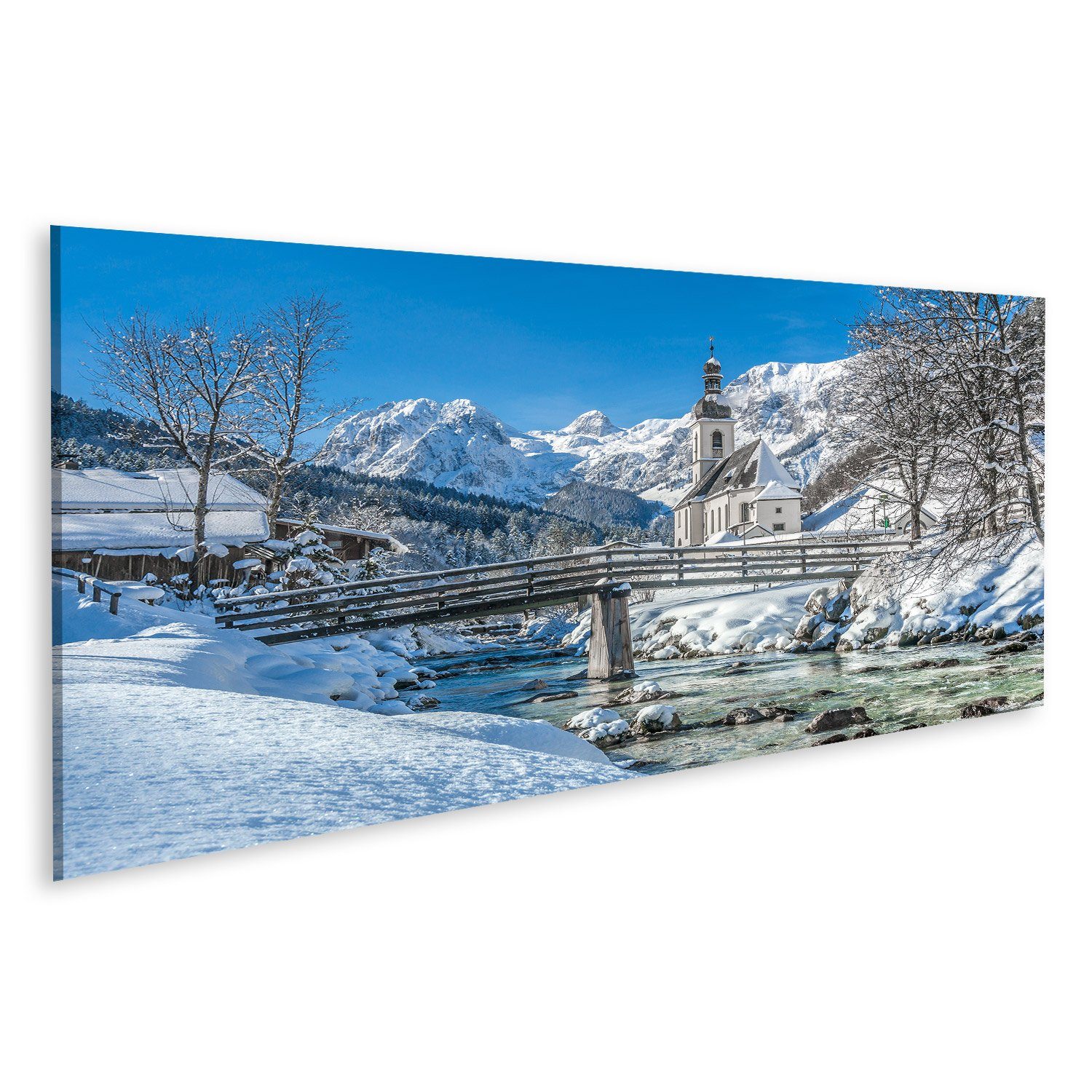 islandburner Leinwandbild Bild auf Leinwand Panorama Blick Auf Malerische Winterlandschaft In De