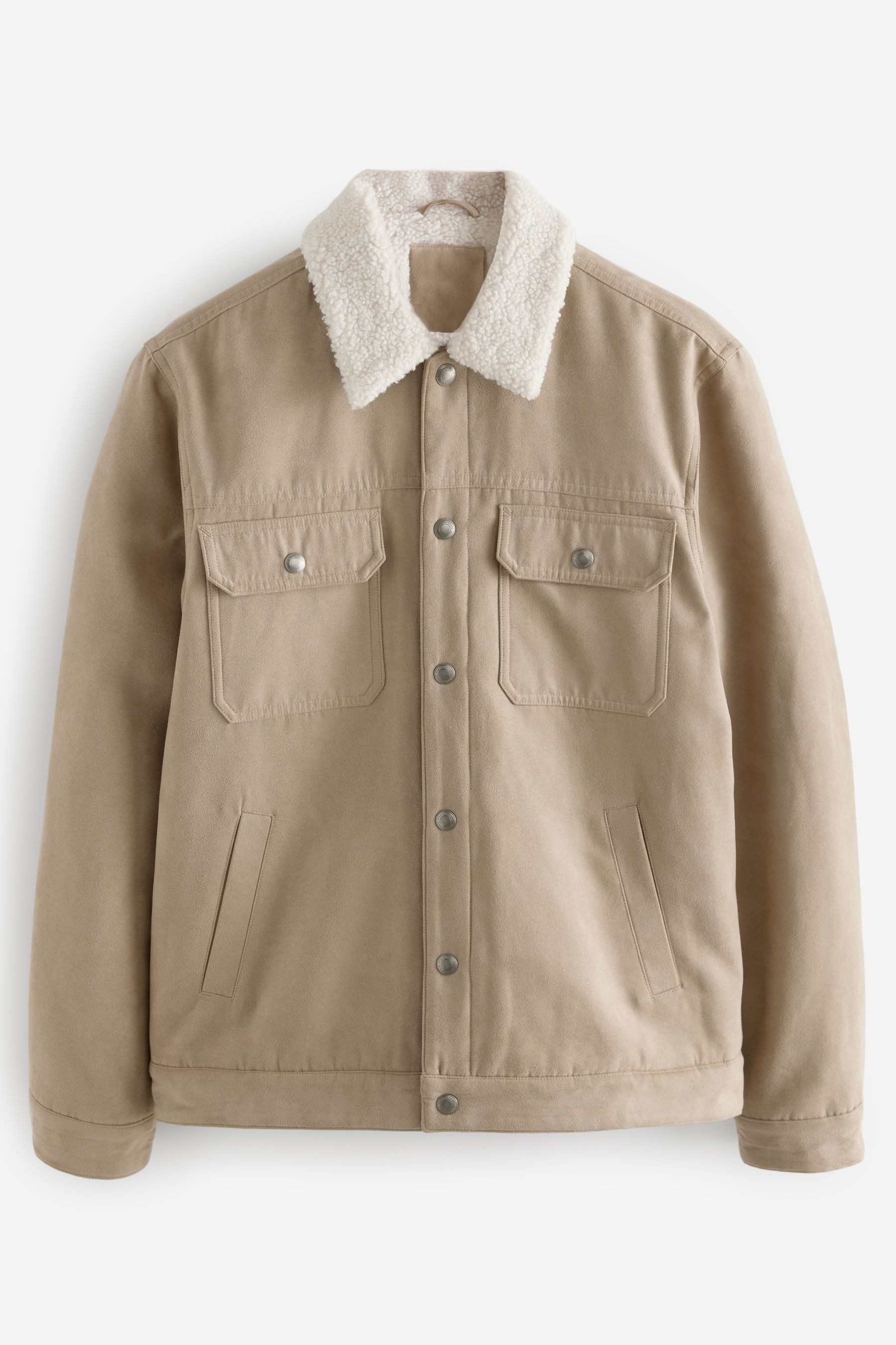 Next Lederimitatjacke Trucker Jacke Aus Velourslederimitat Borg Kragen