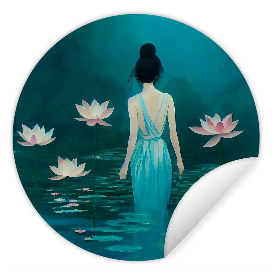 Muchowow Wandsticker Frau Porträt Wasser Blumen Lilie 1 St