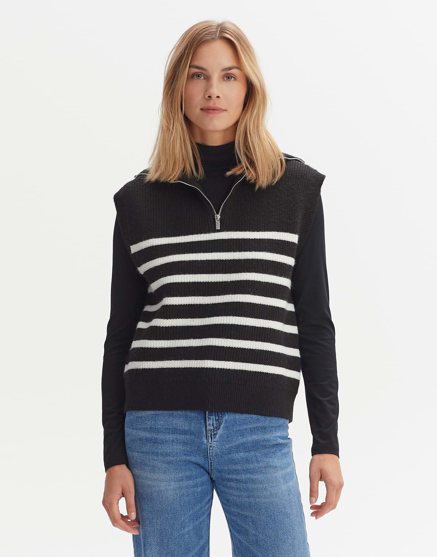 OPUS Pullunder Peisser stripe Normal Polyester Das Model ist 176 cm groß und trägt Größe 36 ...