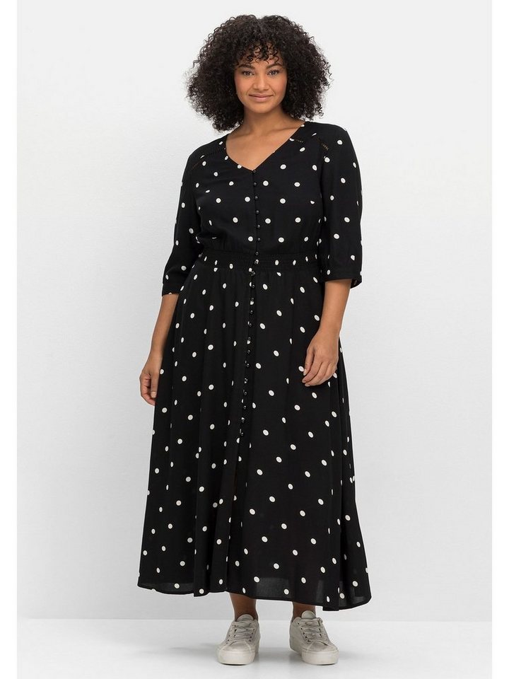 Sheego By Joe Browns Druckkleid Maxikleid Mit Punkteprint Und Gesmokter