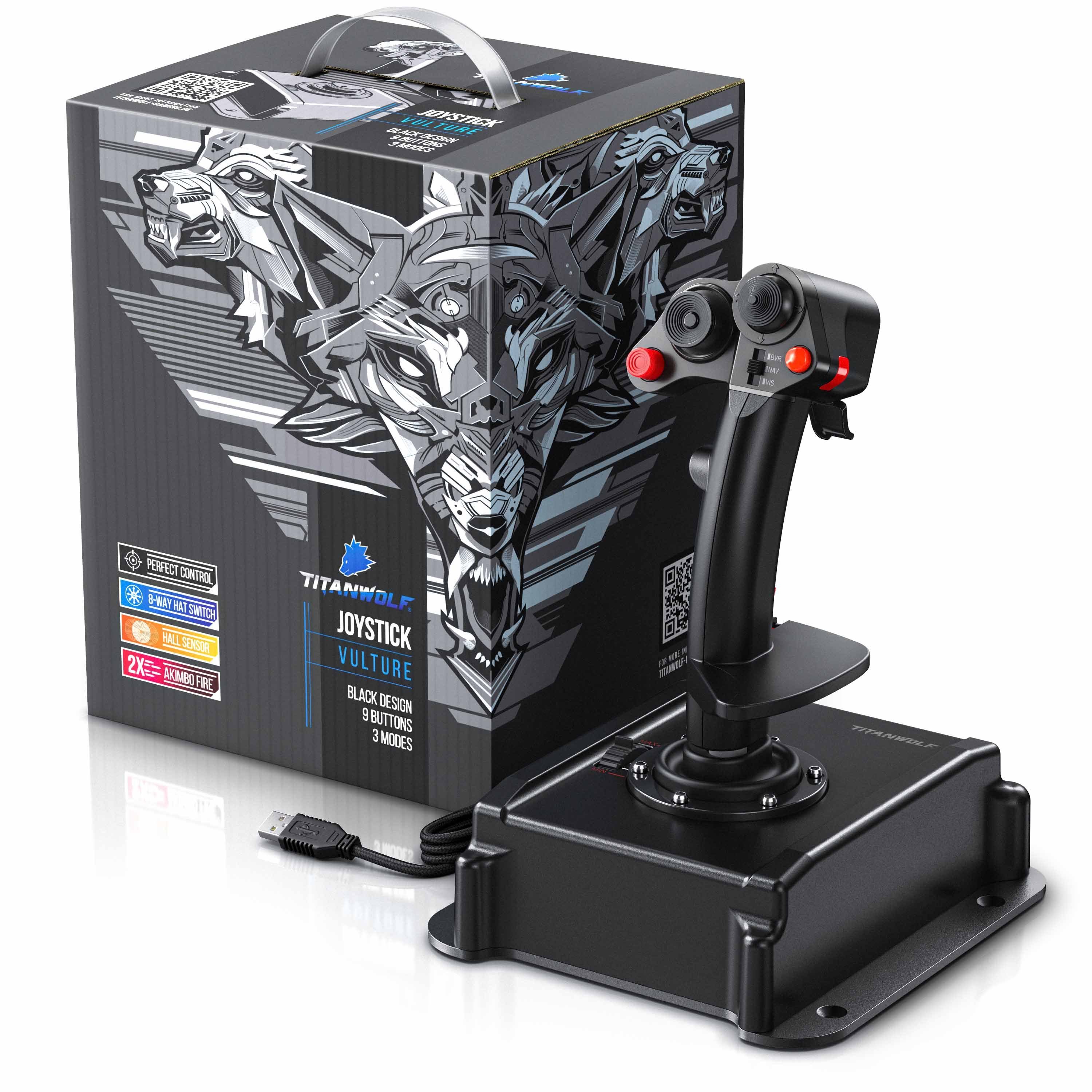 Titanwolf Joystick (Flight Stick mit HOTAS Funktion Vierweg mit ...