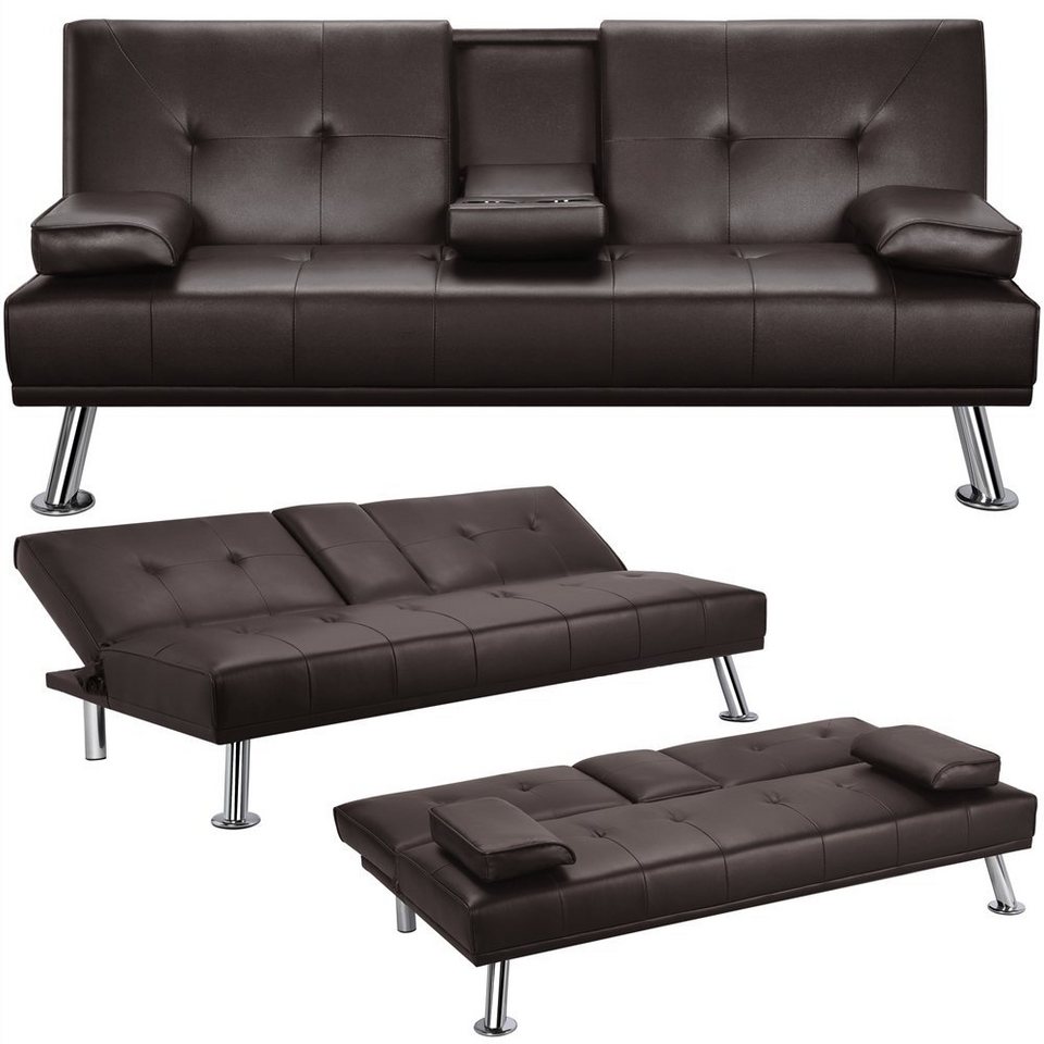 Yaheetech Schlafsofa Bettsofa Couch Mit Tassenhalter Gästebett 167 X 81
