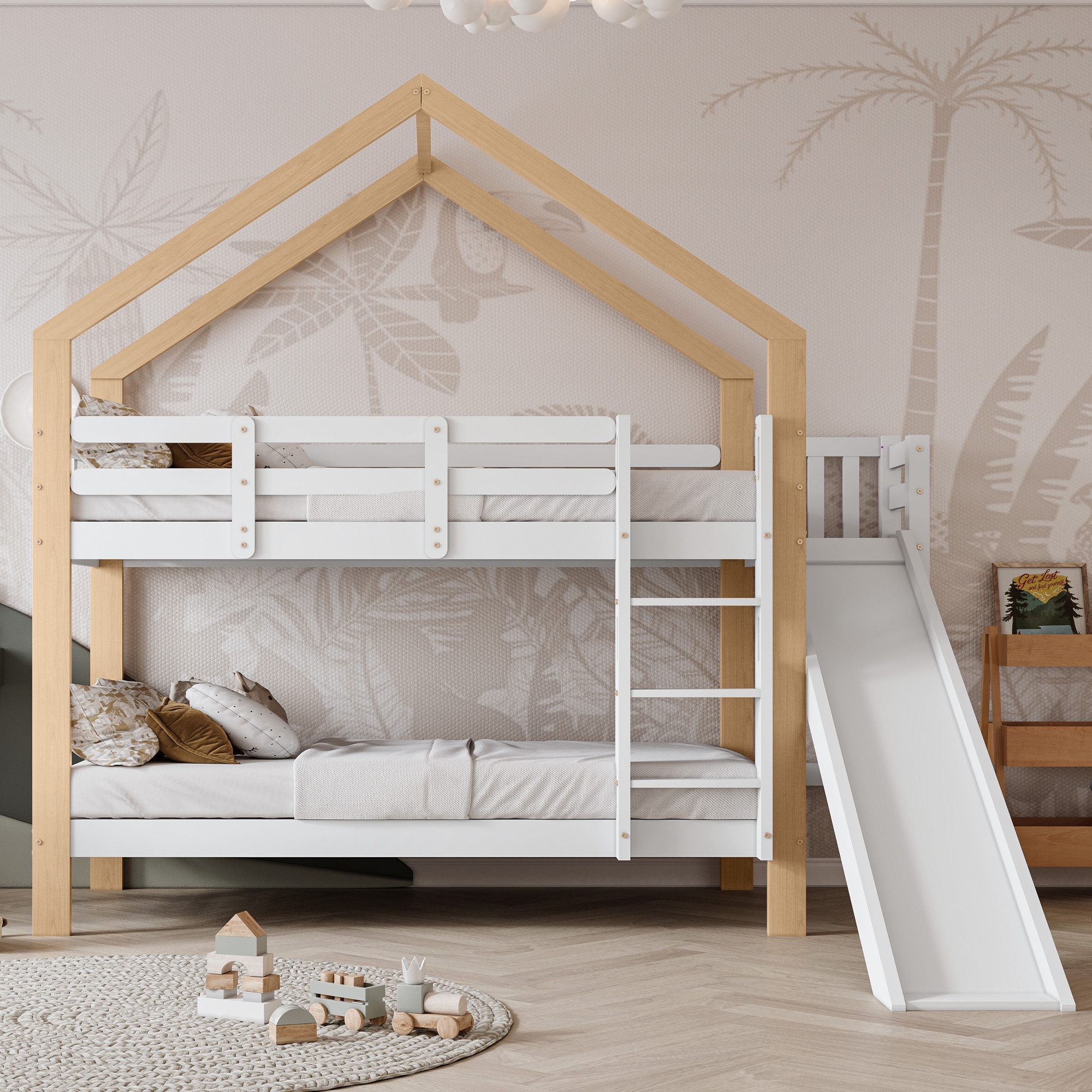 Tavilaecon Etagenbett Hausbett Kinderbett Holzbett Mit Absturzsicherung