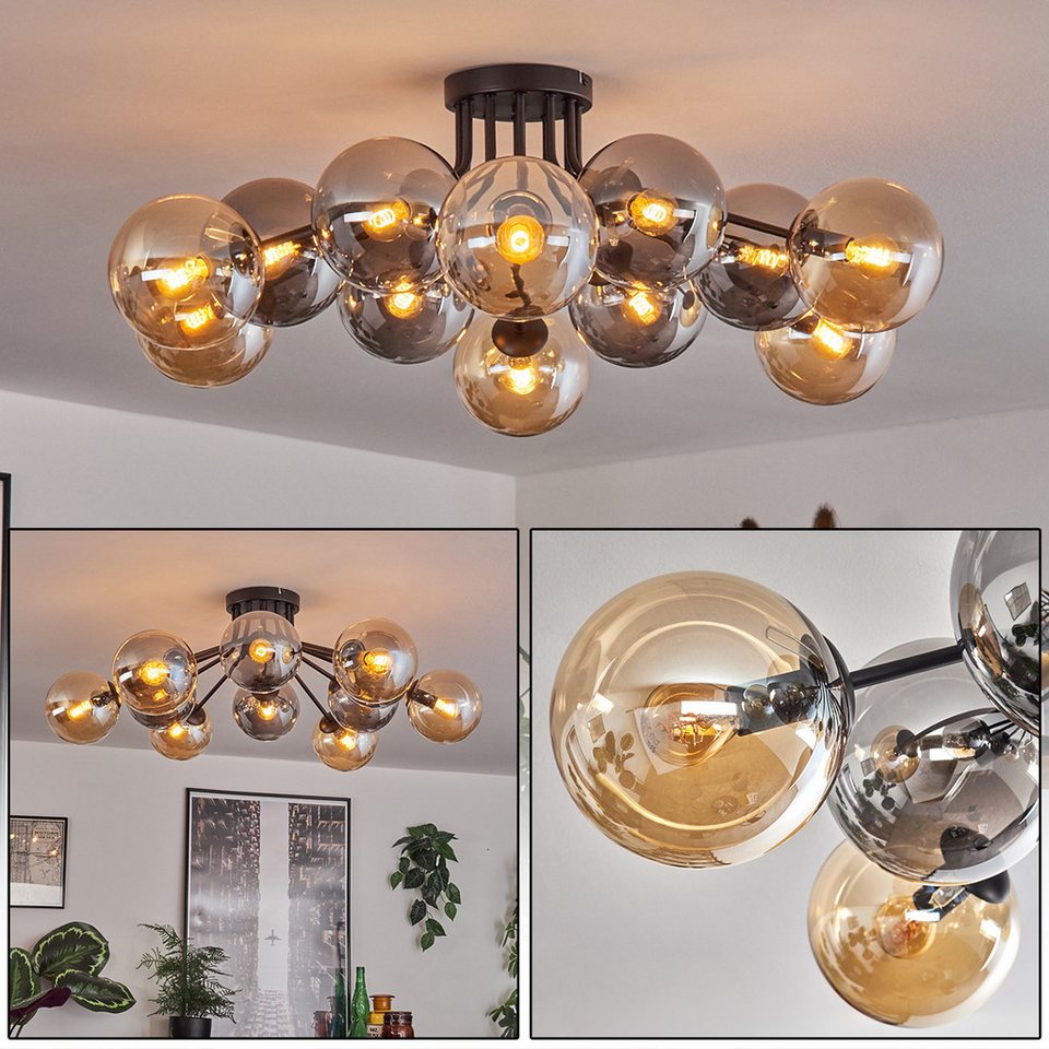 Hofstein Deckenleuchte Deckenlampe Aus Metallglas In Schwarz