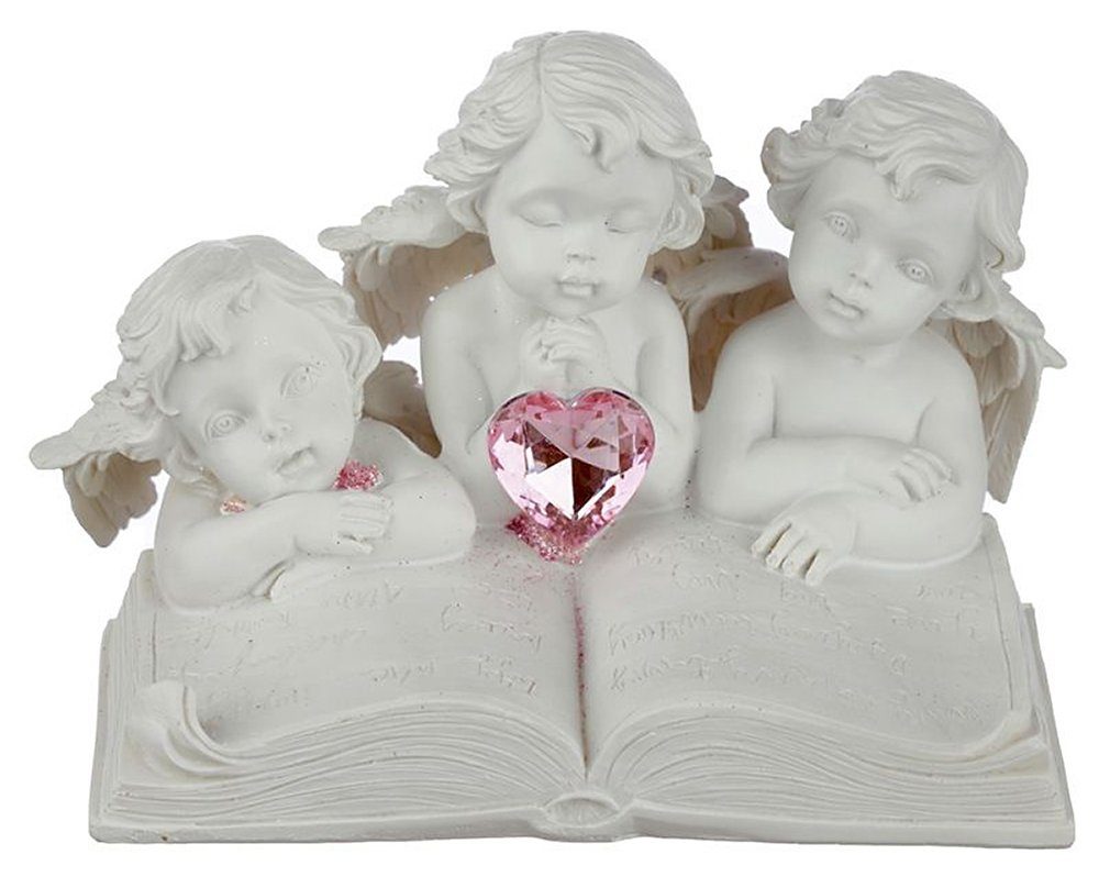 Engelfigur 3 Engel mit rotem Herzen, Cherubin, B 15,6 cm