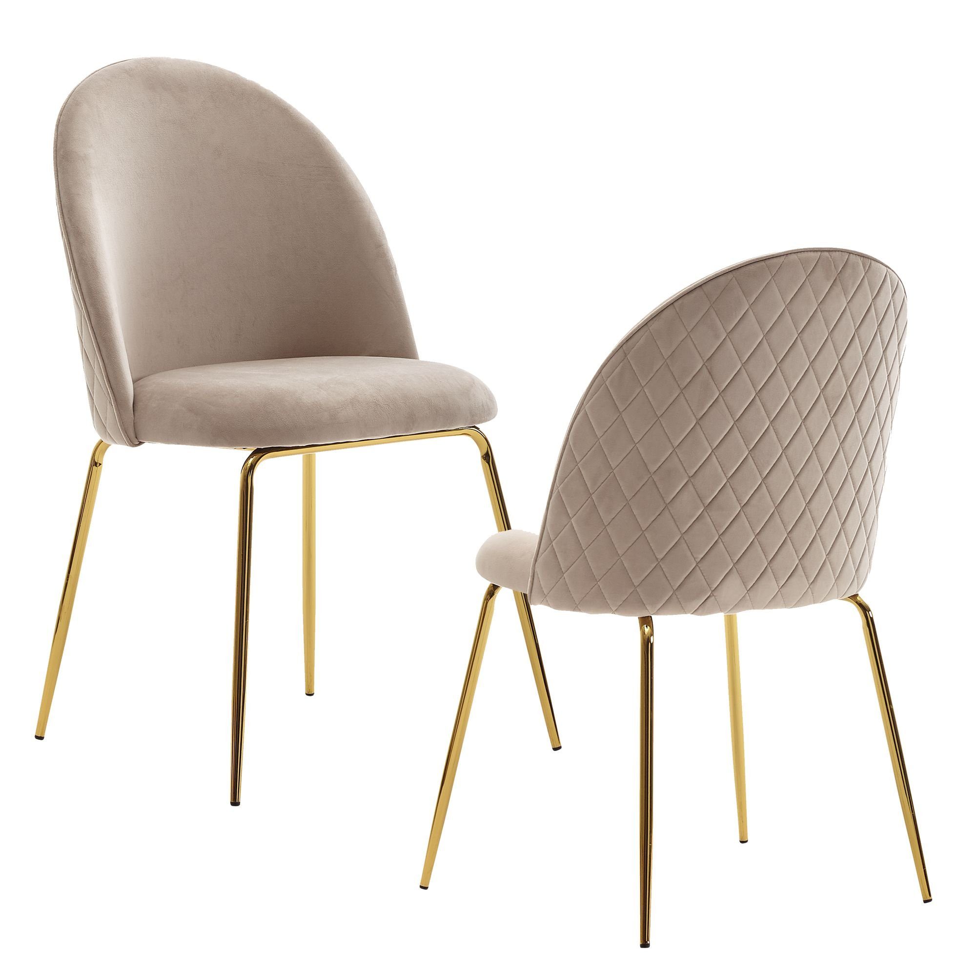Finebuy Esszimmerstuhl Fb29441 2er Set Samt Beige Gepolstert Mit