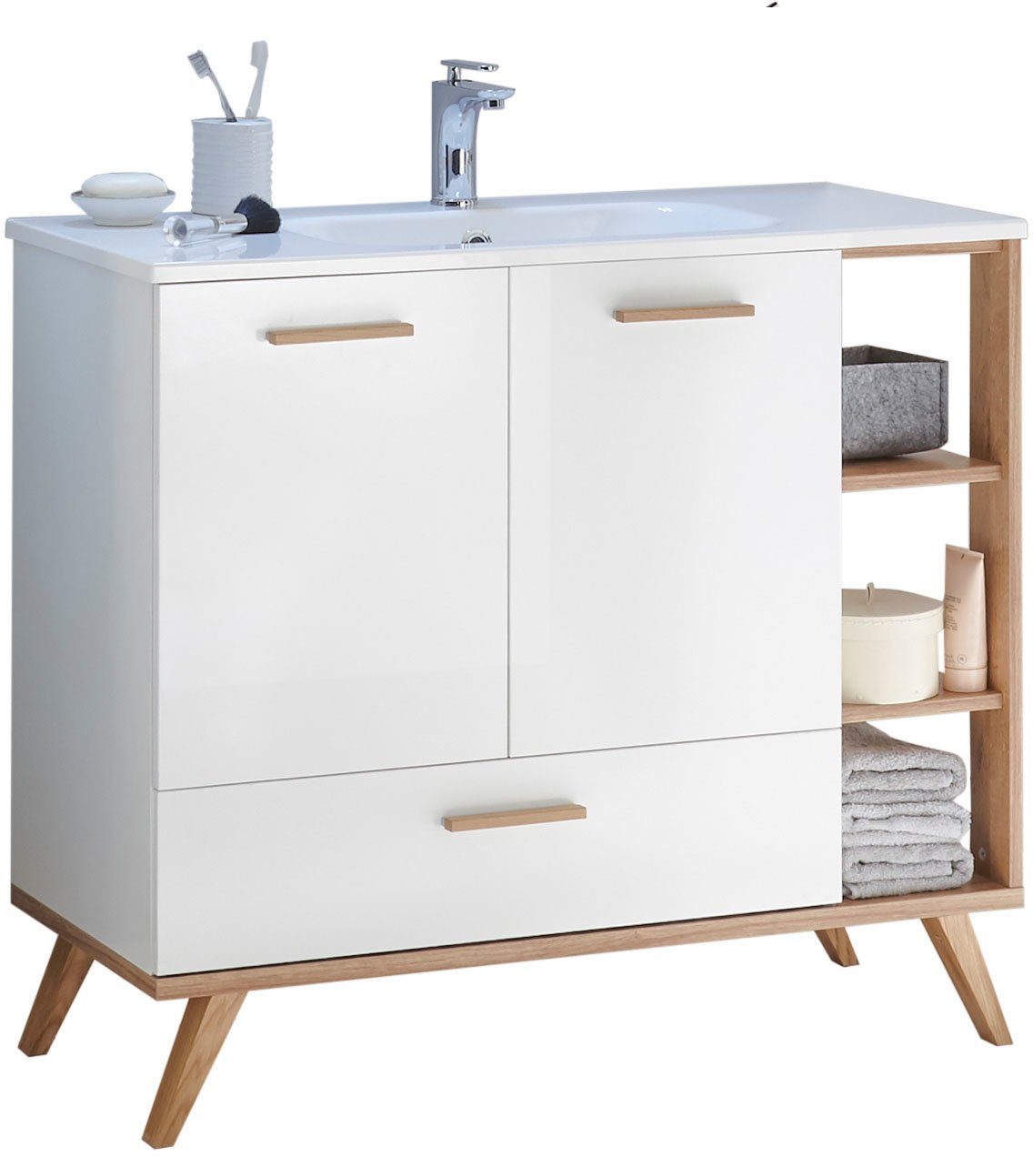 Saphir Badmöbel Set Quickset Mineralmarmor Waschtisch Mit Unterschrank