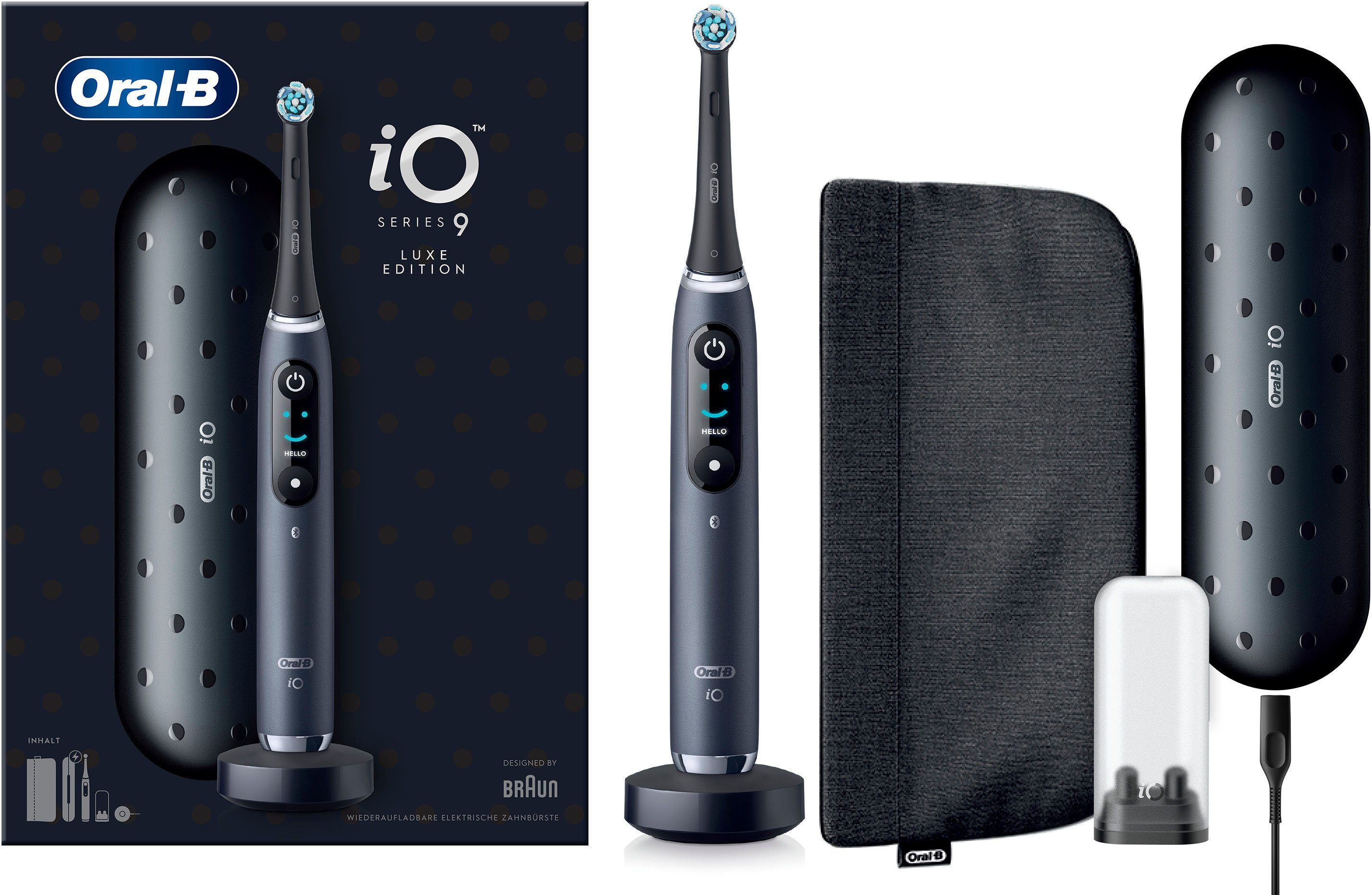 Oral B Elektrische Zahnbürste iO 9 Luxe Edition, Aufsteckbürsten: 1 St., mit Magnet-Technologie ...