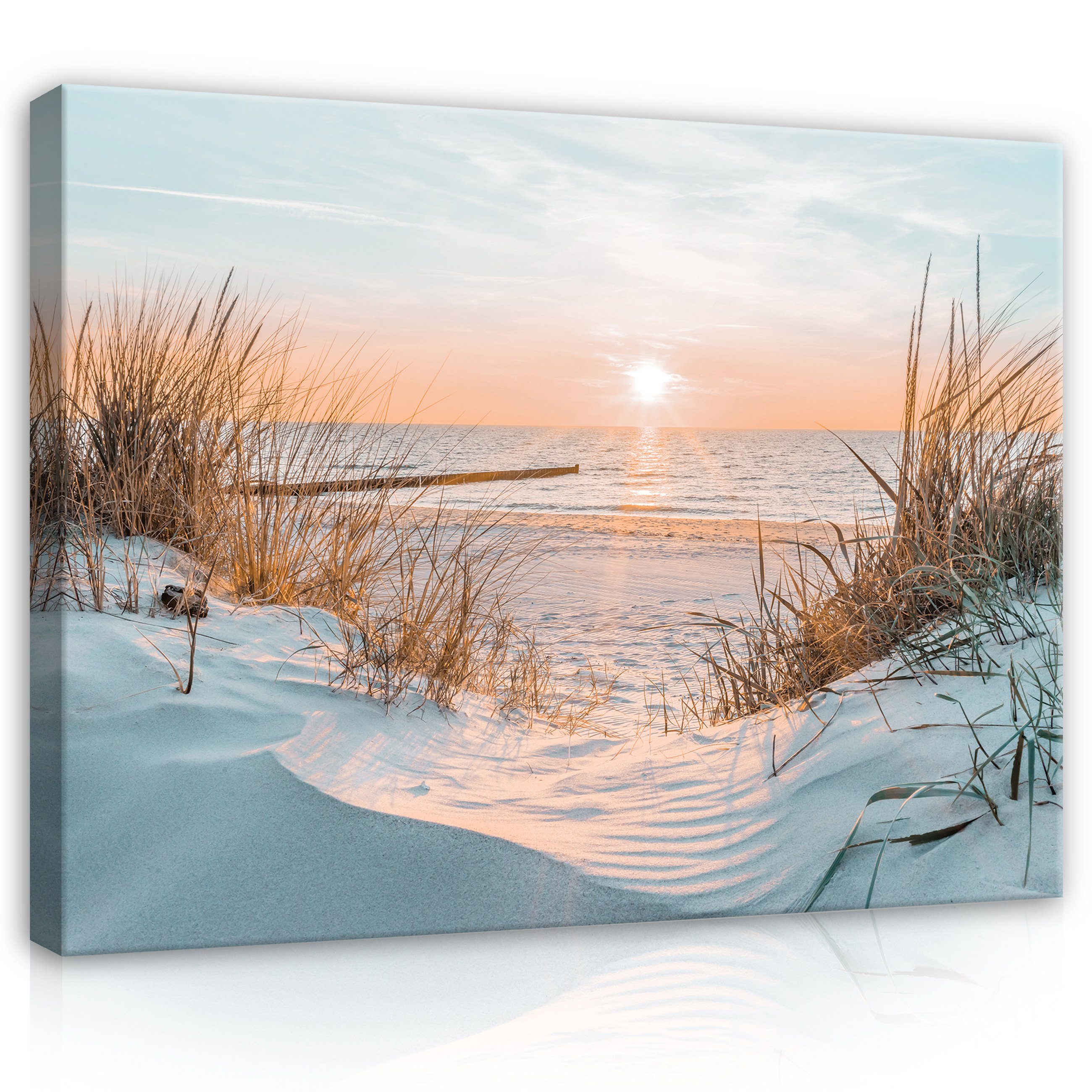Wallarena Leinwandbild Strand Meer Sonne Natur Landschaft Wandbild Groß XXL Wandbilder ...