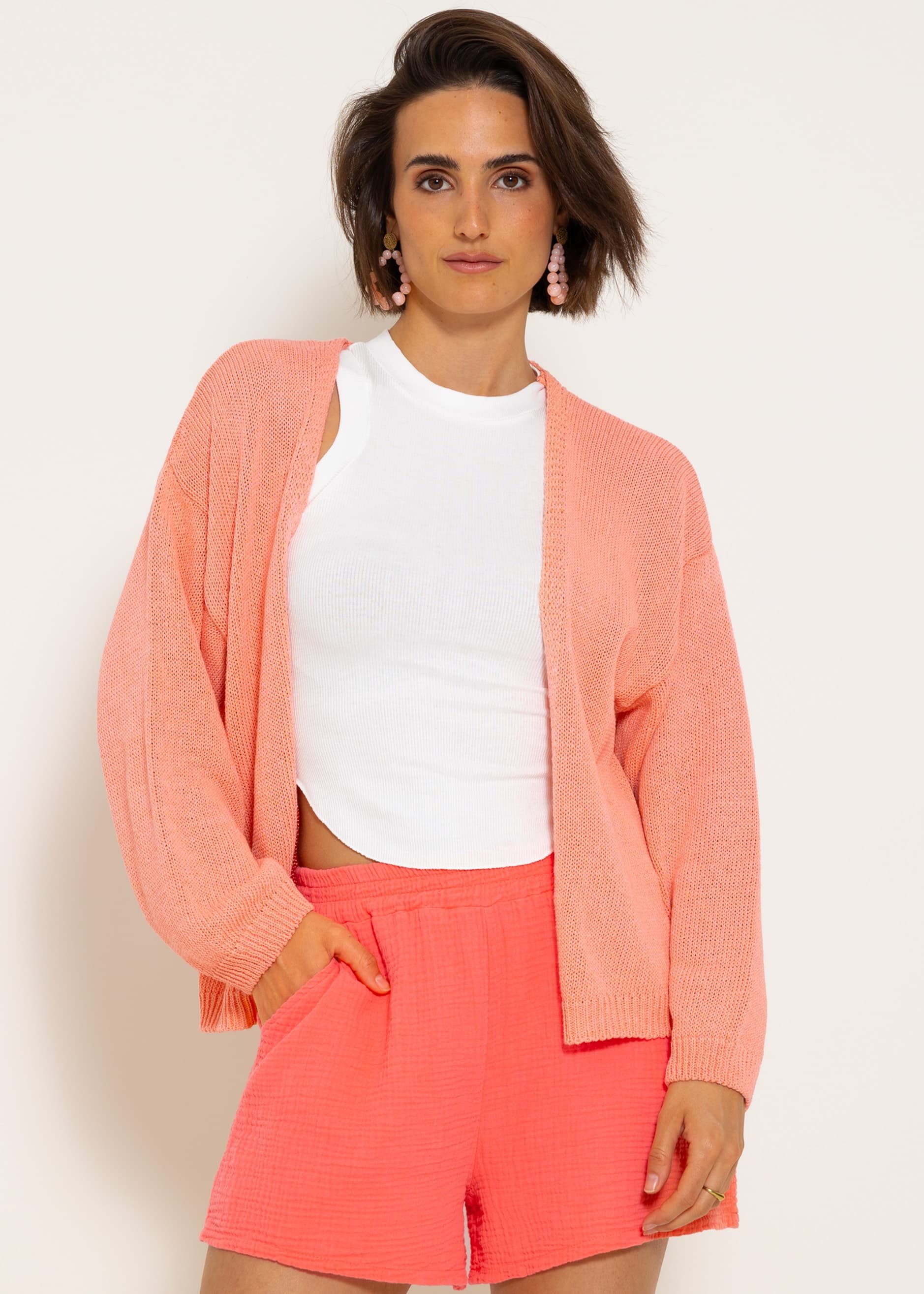 Sassyclassy Cardigan Strickjacke Mit Rippenbünchen Am Ärmel