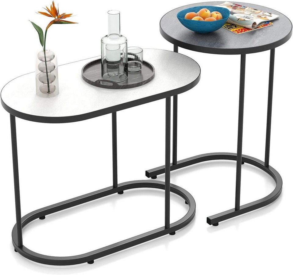 Komfotteu Beistelltisch Couchtisch 2er Set Sofatisch Kaffeetisch