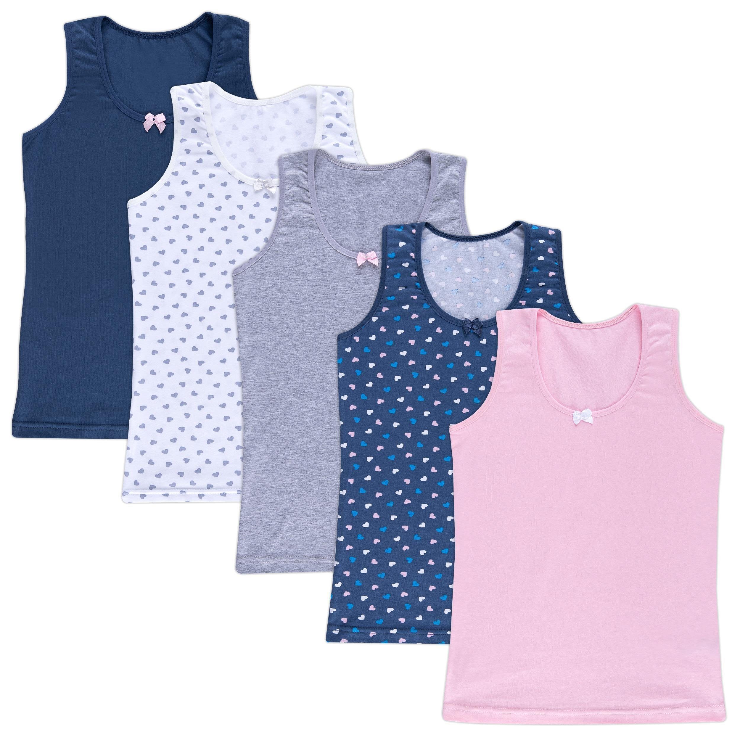 Loreza Unterhemd 5er Set Mädchen Unterhemden Herz Bunt Set 5 St