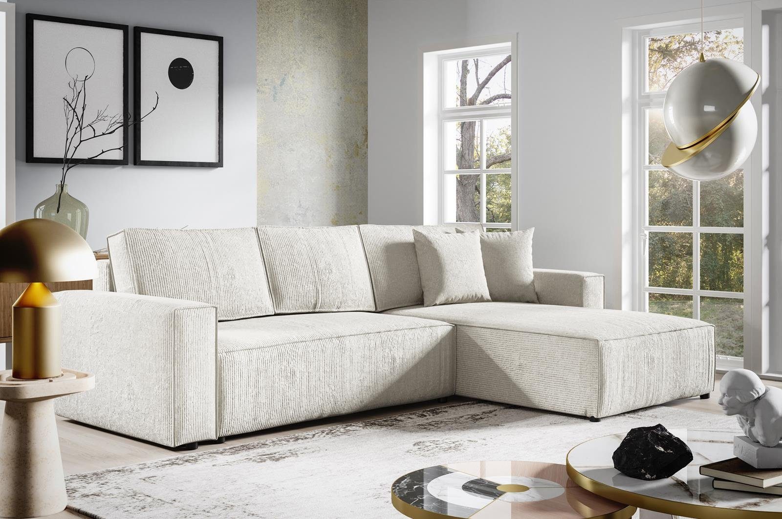 Compleo Ecksofa mit Schlaffunktion, Sofa Eckcouch L-Form BOSTON ...