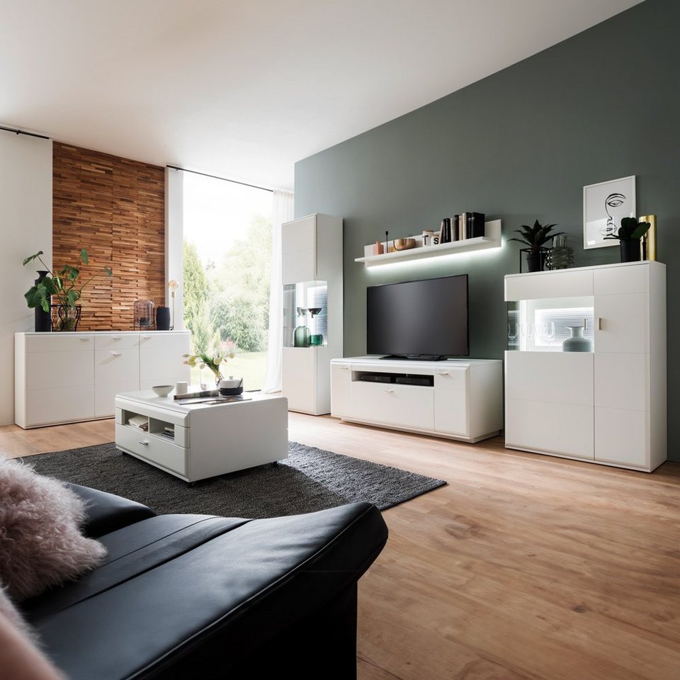 Lomadox Wohnzimmer Set Alia 05 Mega Spar Set 6 St 6 Tlg Weiß