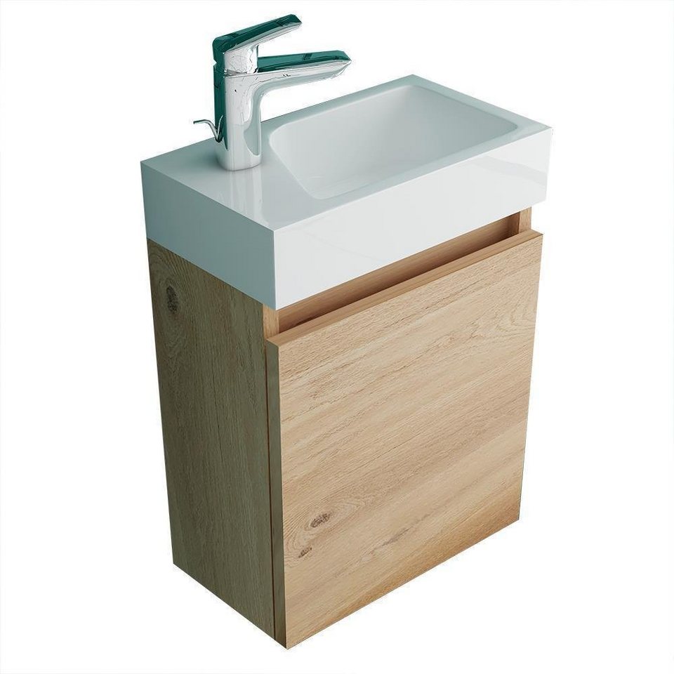 Alpenberger Badmöbel Set Bamboo Komplett Set 2 St Waschbecken