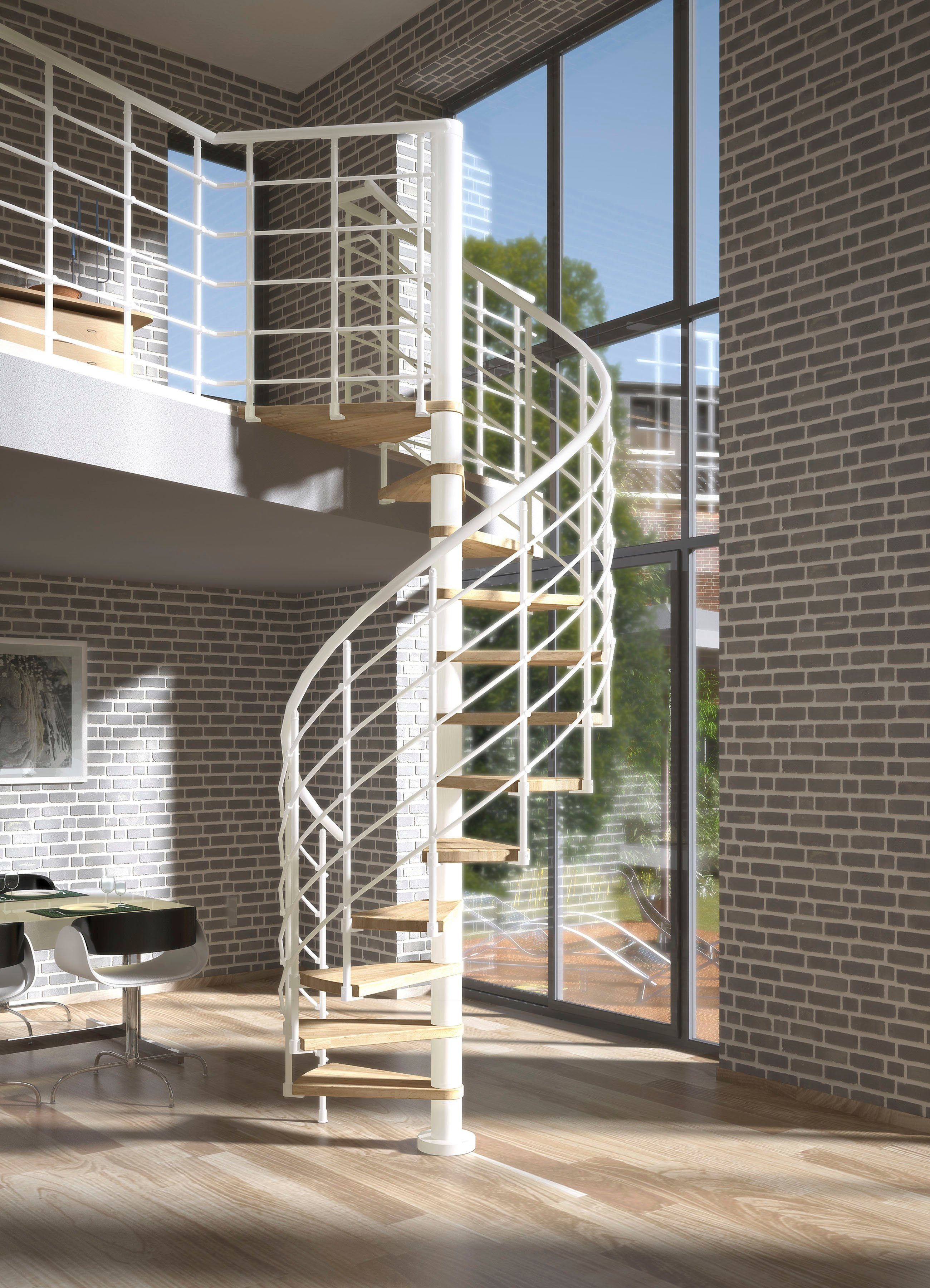 Dolle Spindeltreppe Oslo, für Geschosshöhen bis 299 cm, Stufen offen, Ø 160 cm, Stufen aus ...