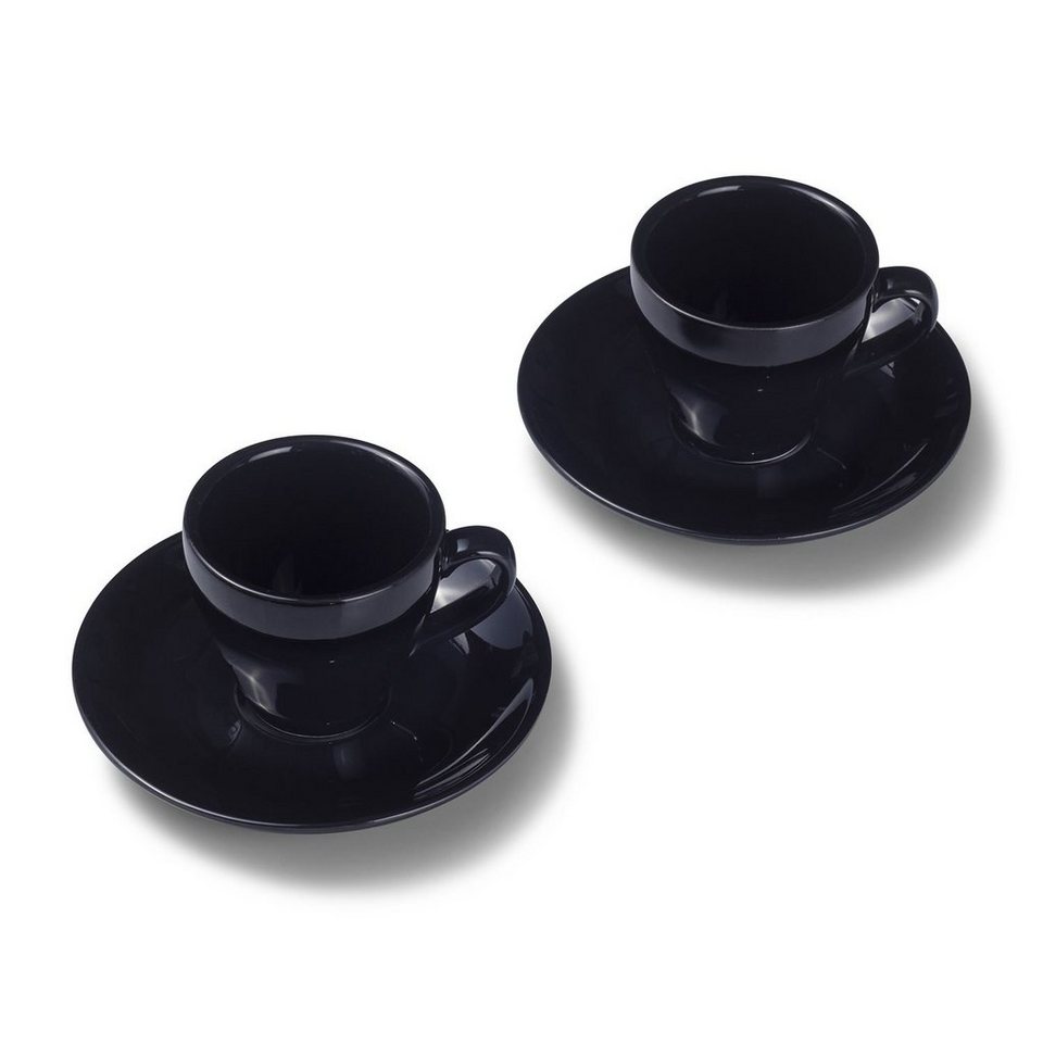 Terra Home Espressotasse 2er Espressotassen Set Schwarz Glossy