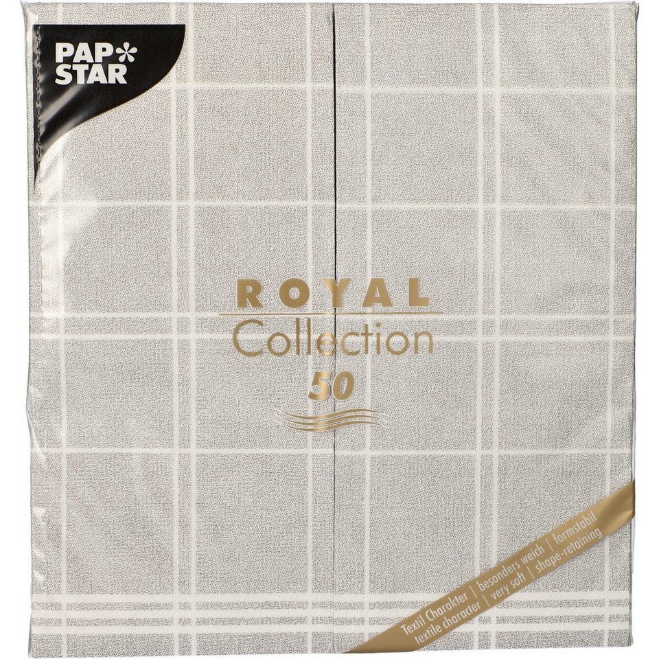 Papstar Papierserviette Royal Collection Grau Kitchen Craft 50 Stück