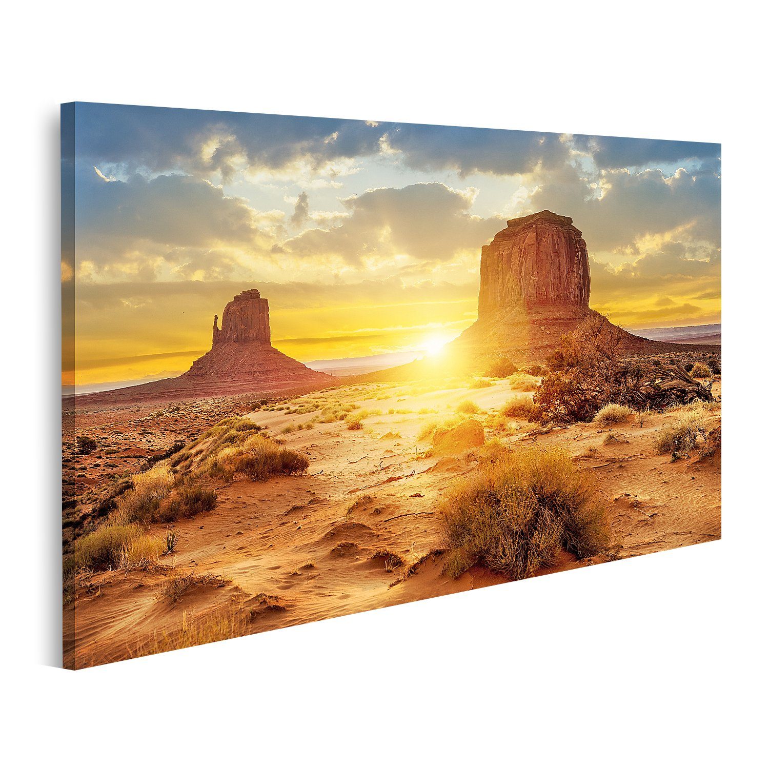 islandburner Leinwandbild Bild auf Leinwand Sonnenuntergang bei den Sisters im Monument Valley i
