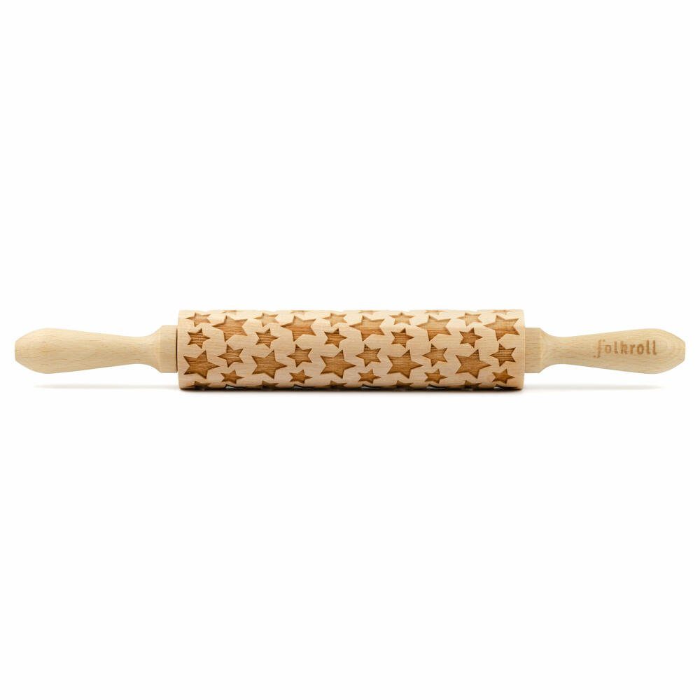 folkroll Teigroller Sterne medium 37 cm Buchenholz, Geeignet für ...
