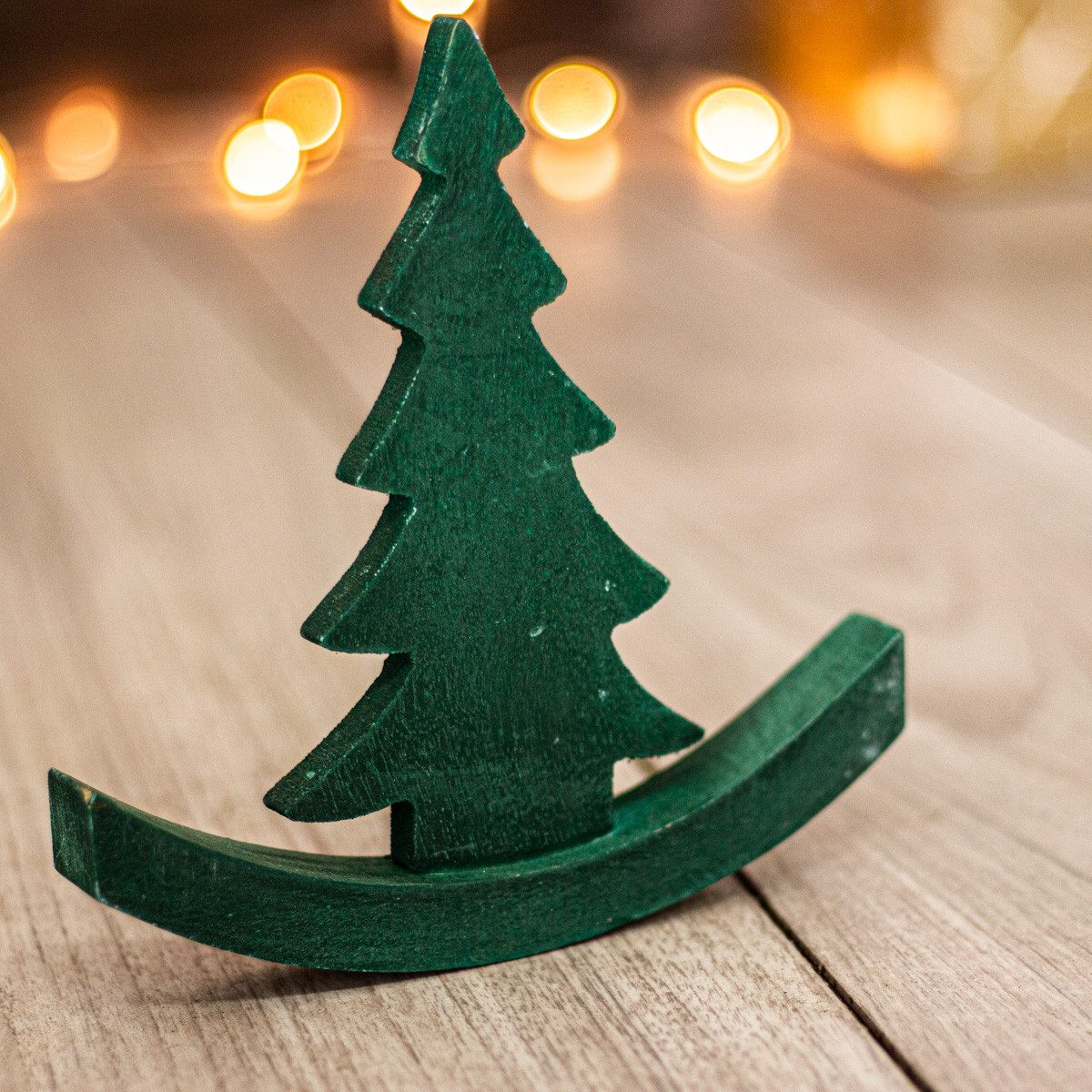 Antikas Weihnachtsfigur Skulptur Grün Weihnachtsbaum Holz Wippe