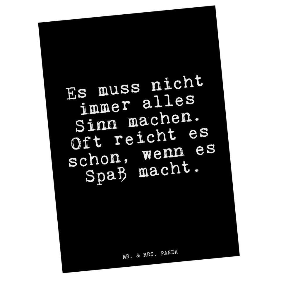 Mr. & Mrs. Panda Postkarte Es muss nicht immer... - Schwarz - Geschenk ... Mr. & Mrs. Panda Postkarte Es muss nicht immer... - Schwarz - Geschenk ...