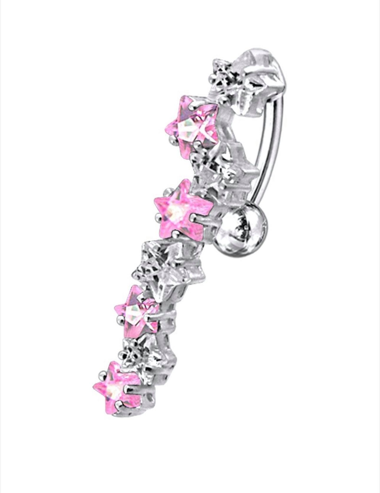 Karisma Schmuck Bauchnabelpiercing Silber 925 Top Down Anhänger 8 Sterne Bauch Nabel Stecker ...