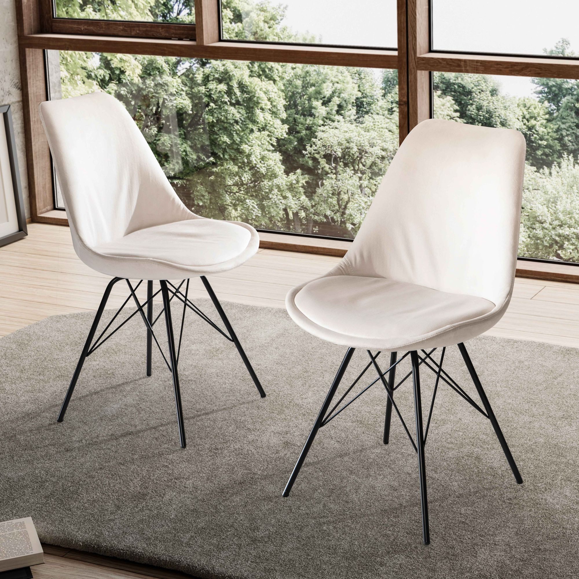 Finebuy Esszimmerstuhl Fb60289 2er Set Samt Beige Küchenstuhl