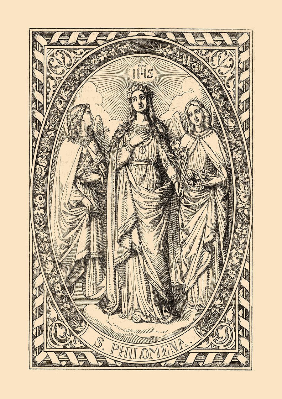 ᐅ Kunstdruck Die heilige Philomena Märtyrerin Gefangene Holzstich Sankt A4 1053, (1 St) | OTTO