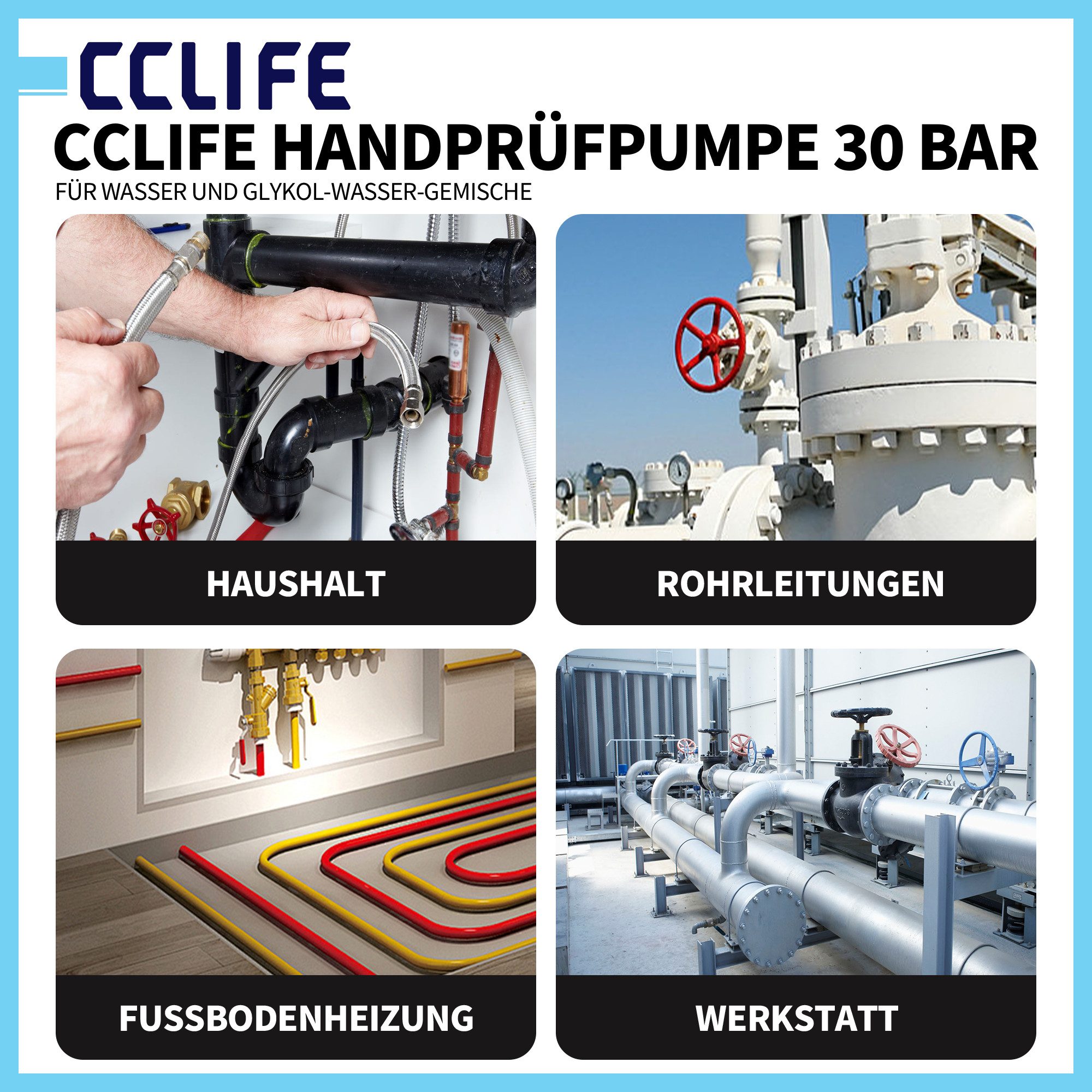 CCLIFE Handpumpe CCLIFE Manuelle Abdrueckpumpe 0 30Bar 4L Wassertank ...
