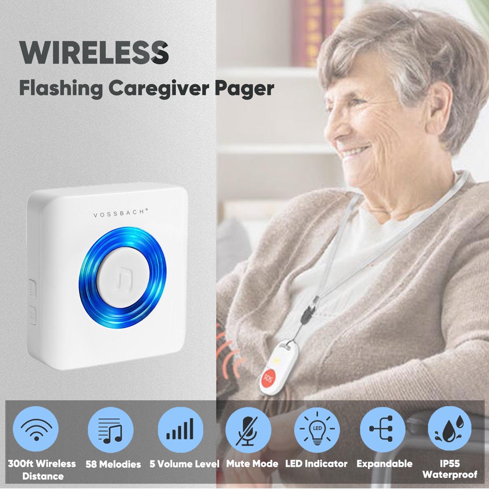 VOSSBACH Senioren Hausnotruf SOS Notruf Alarm Knopf Alarmanlage (Set ...