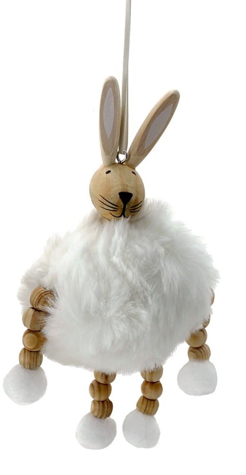 Dekohänger Hase Deko Hänger Weiß Holz Plüsch 25 Cm