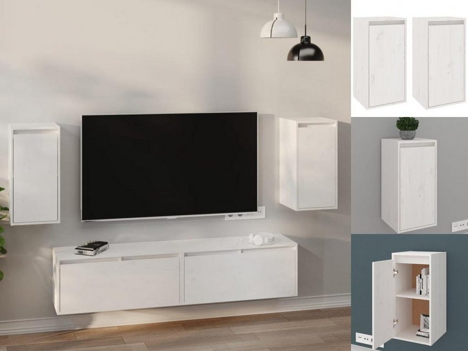Vidaxl Regal Wandschränke 2 Stk Weiß 30x30x60 Cm Massivholz Kiefer