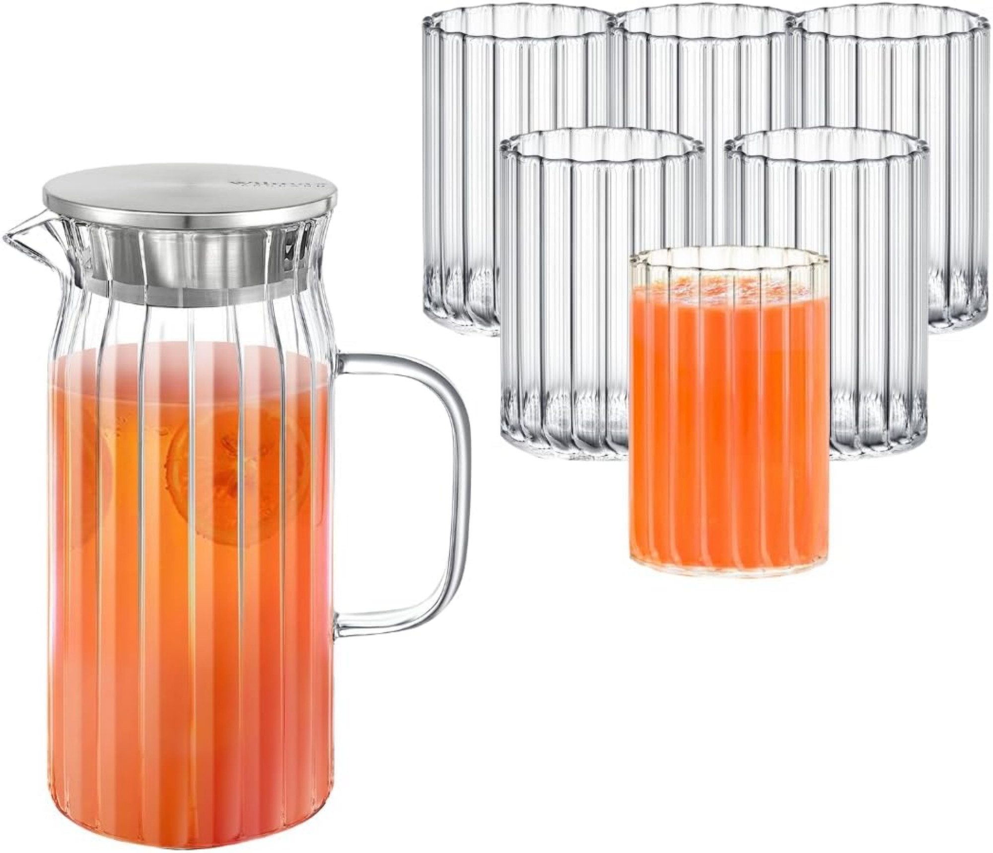Wilmax Englandhomtex Kaffeekanne Wilmax Glaskaraffe 1l Mit 6