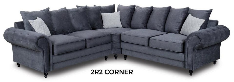 Jvmoebel Ecksofa Ecksofa Sofa Stil Grau Sofa Polster Stoff Textil