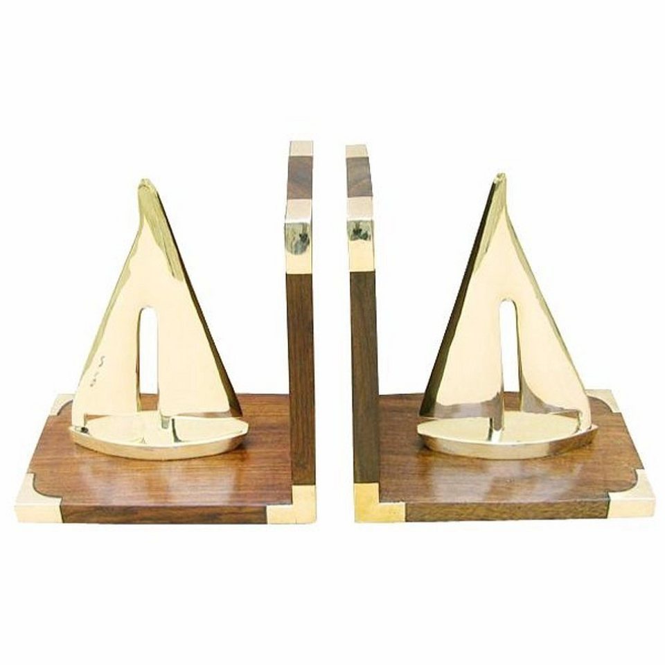 Linoows Dekoobjekt Buchstützen Paar Je Mit Segelboot Buchhalter Set