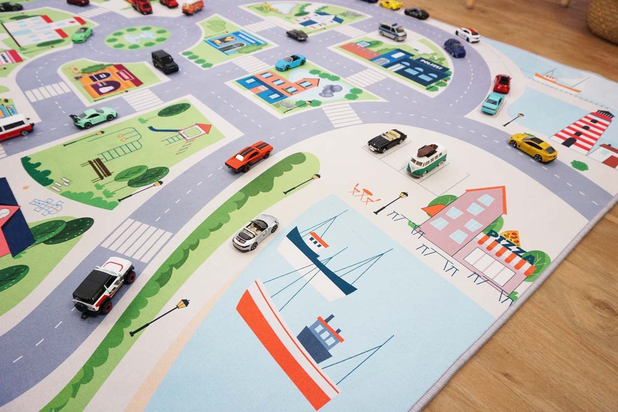 SkippiDoo Kinderteppich Straßenteppich Spielteppich Kinderzimmer ...