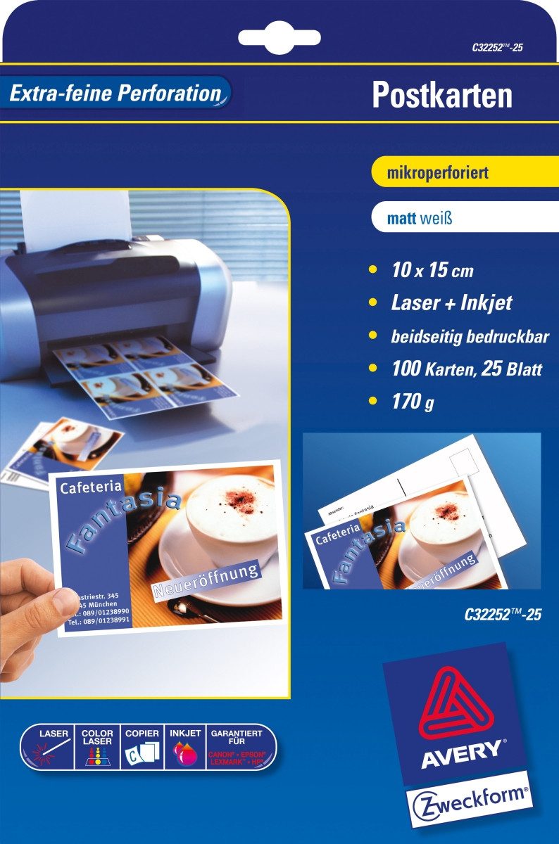 Avery Zweckform Designpapier, Die Karte bietet gute Druckqualität auf ...