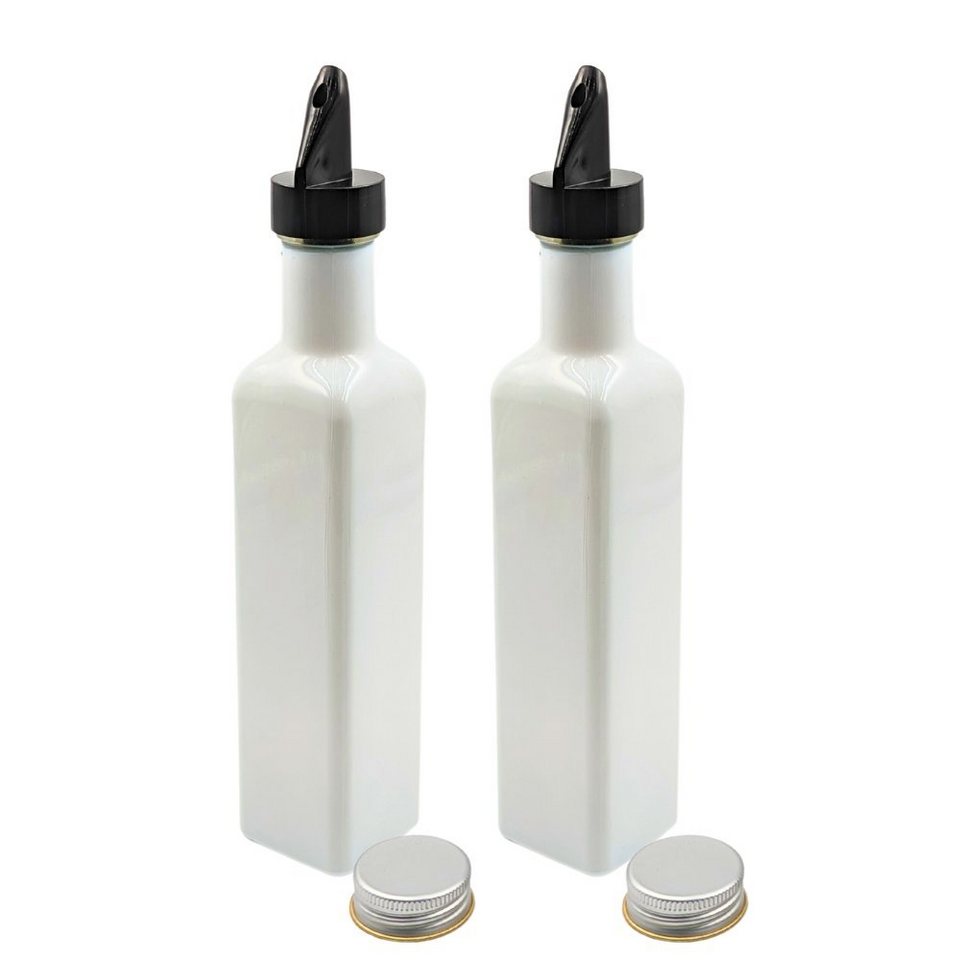Mikken Ölspender Set Essig And Ölflasche 250 Ml Glasflasche Weiß