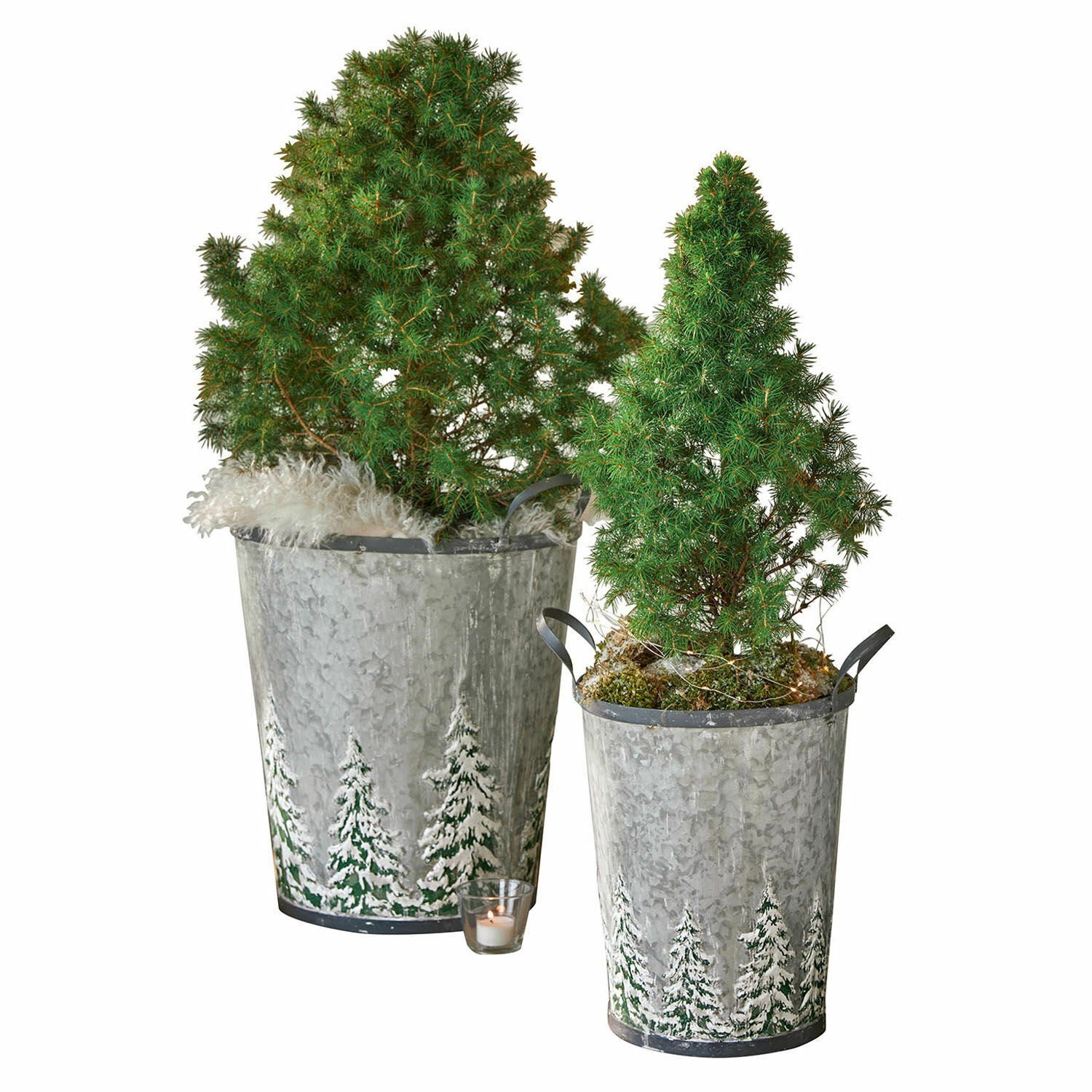 Mirabeau Weihnachtsfigur Eimer 2er Set Pavie Graugrün