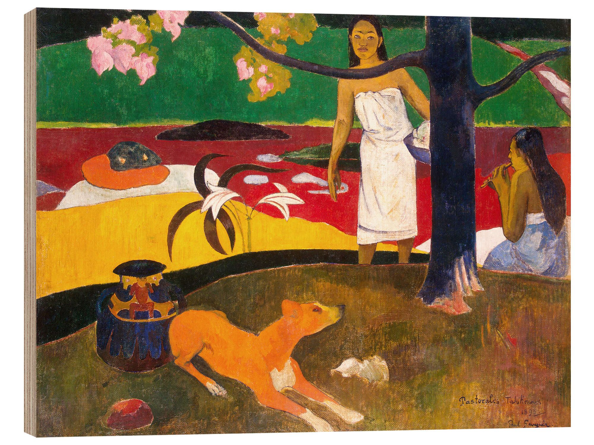 Posterlounge Holzbild Paul Gauguin Tahitianische Pastorale Malerei