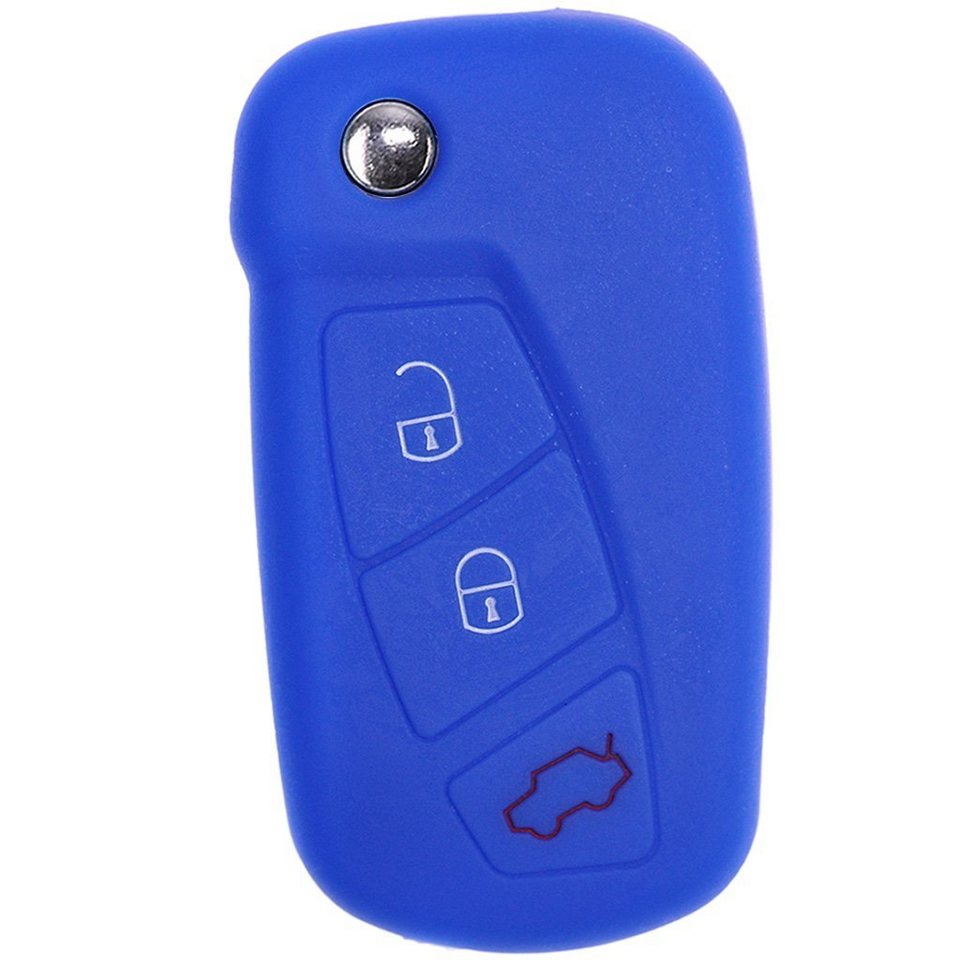 Mt Key Schlüsseltasche Autoschlüssel Softcase Silikon Schutzhülle Blau