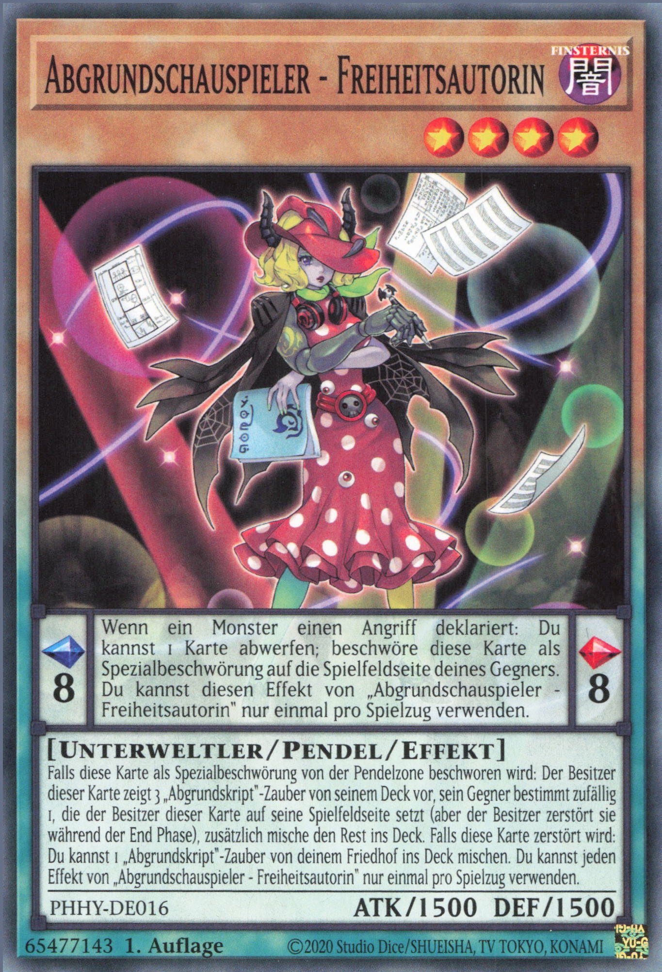 ReCollectibles Sammelkarte YuGiOh Abgrundschauspieler - Freiheitsautorin, Yu-Gi-Oh! PHHY-DE016 ...